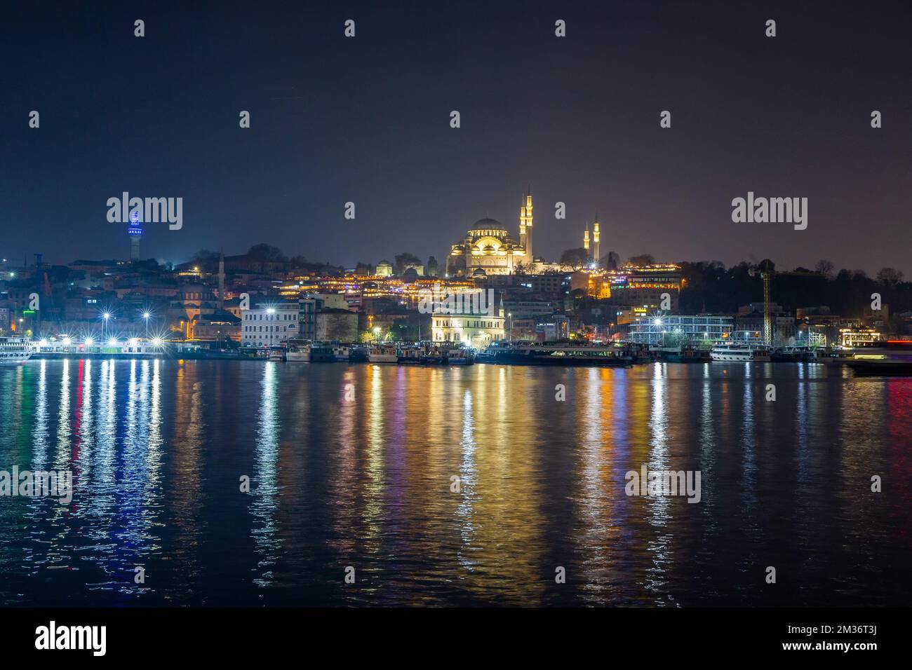 View on Bosphorus and Suleimanie mosque on other side and Eminonu ...