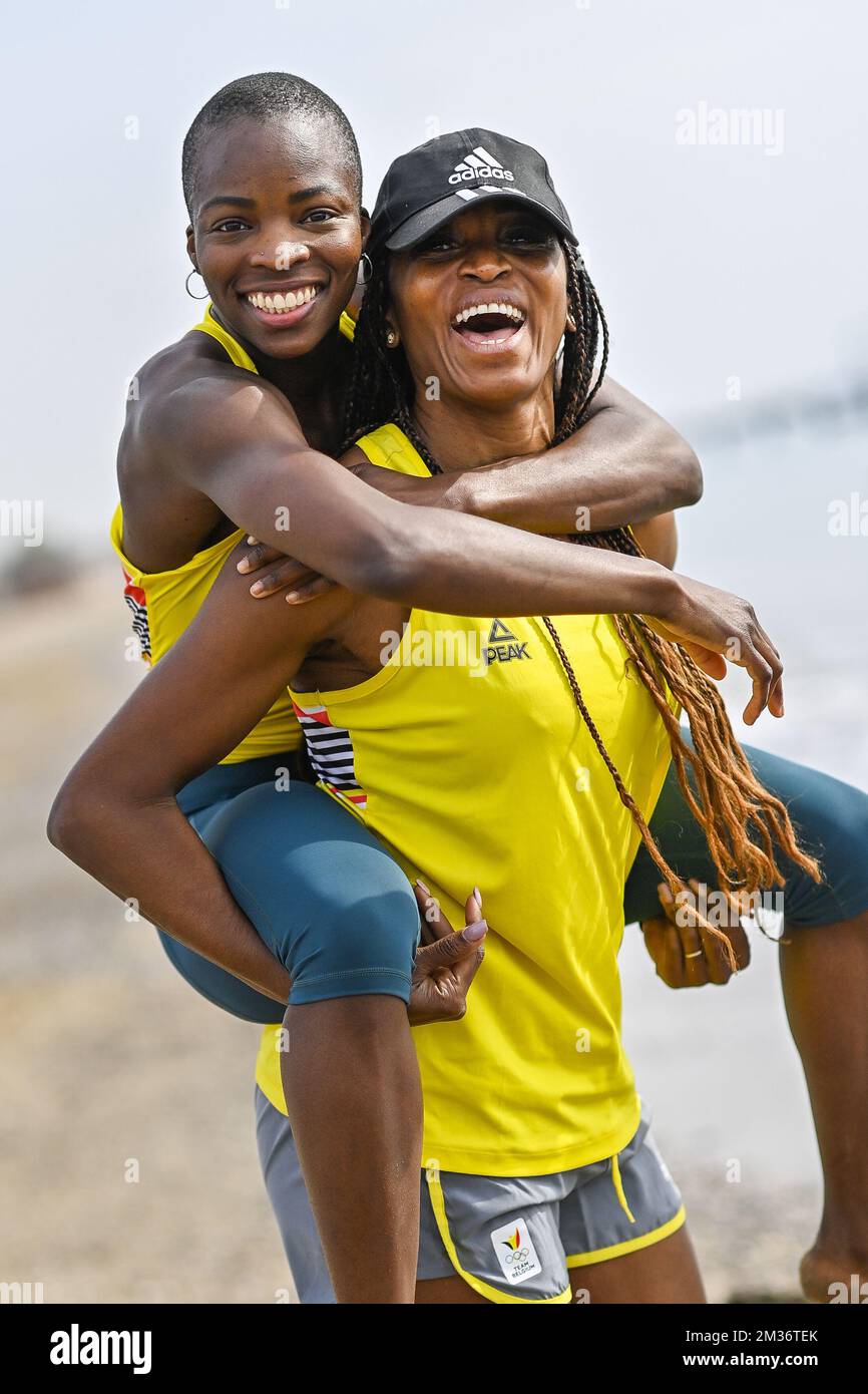 Athlete Cynthia Mbongo Bolingo and Athletics coach Carole Bam pose for ...