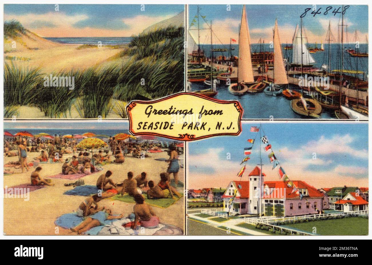 Greetings from Seaside Park, N. J. , Beaches, Piers & wharves, Boats ...