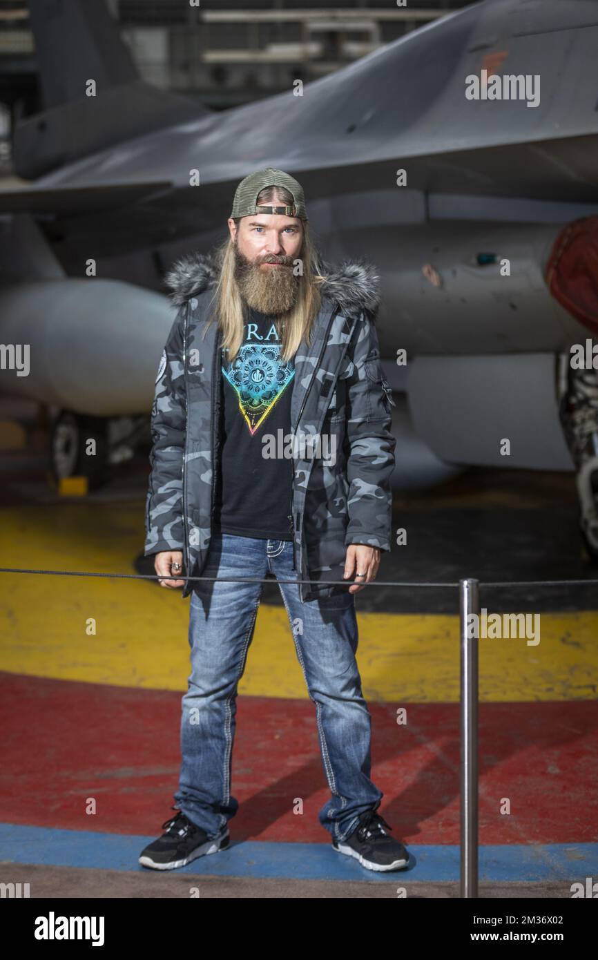 Bass player Par Sundstrom poses for the photographer during a visit of ...