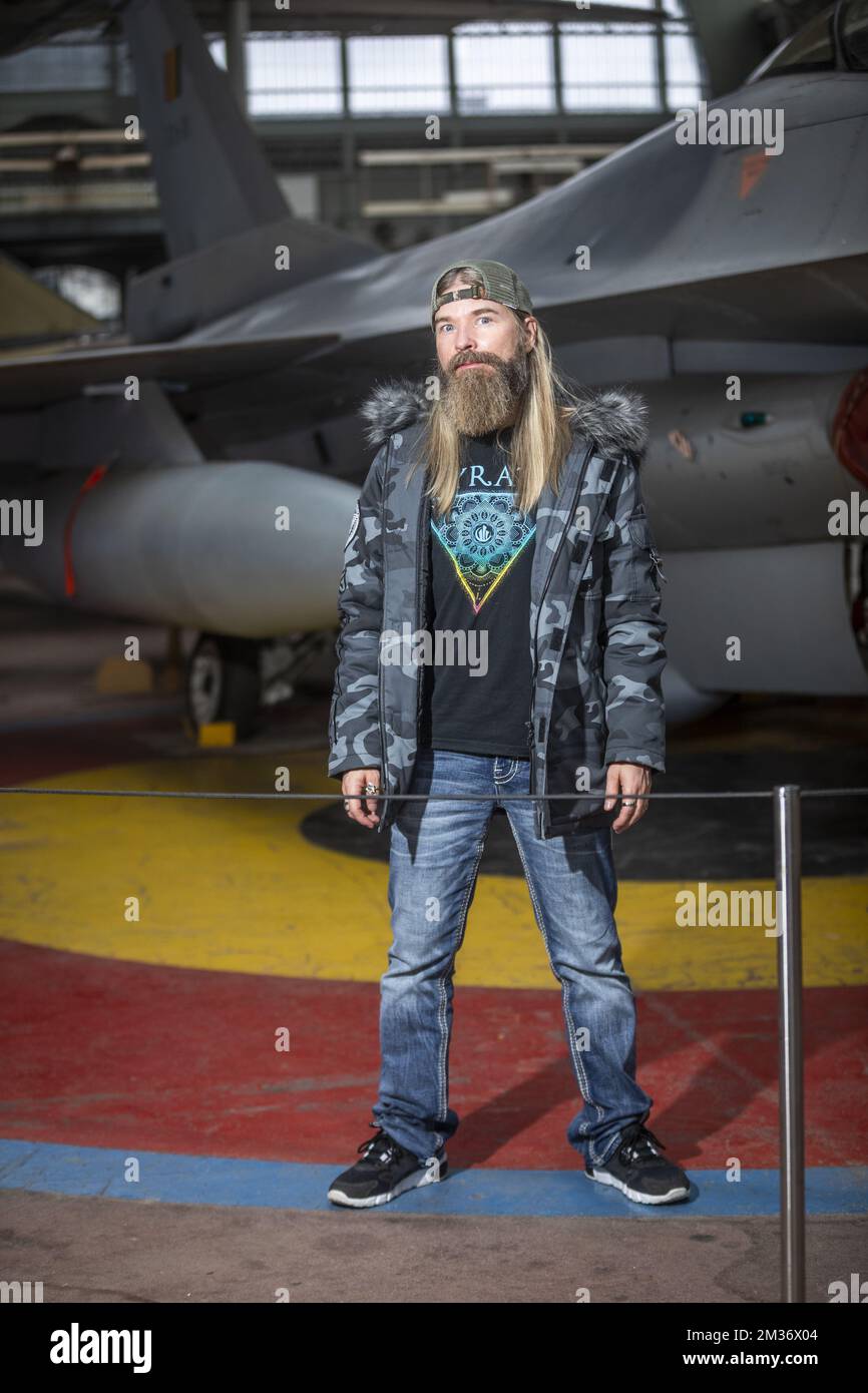 Bass player Par Sundstrom poses for the photographer during a visit of ...