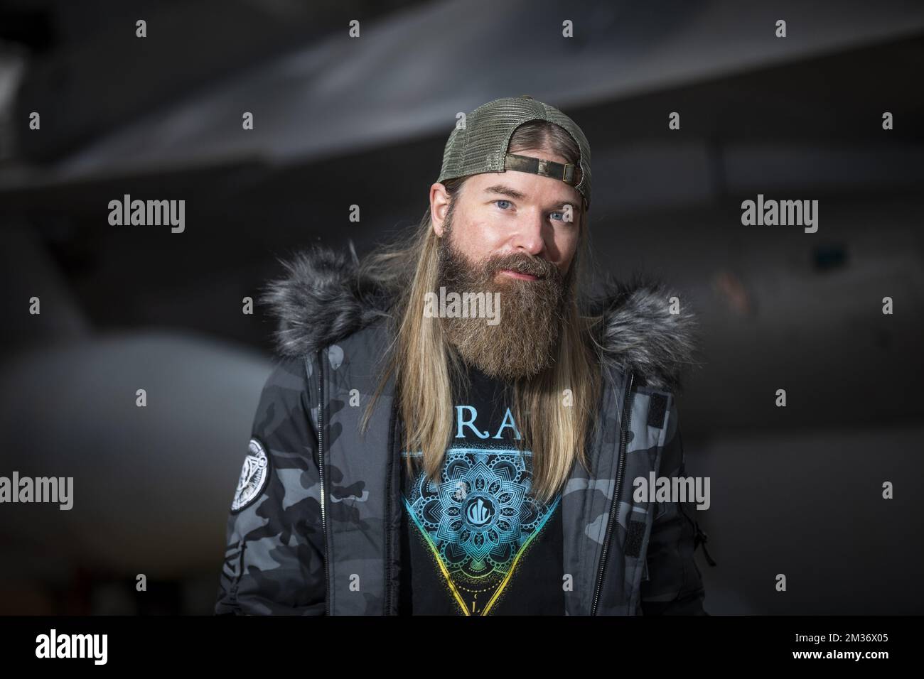 Bass player Par Sundstrom poses for the photographer during a visit of ...