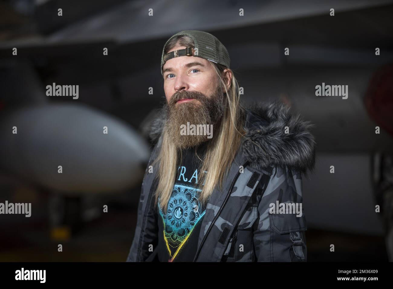 Bass player Par Sundstrom poses for the photographer during a visit of ...