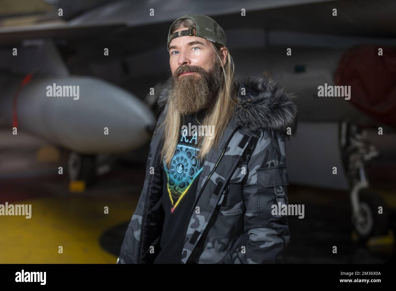 Bass player Par Sundstrom poses for the photographer during a visit of ...