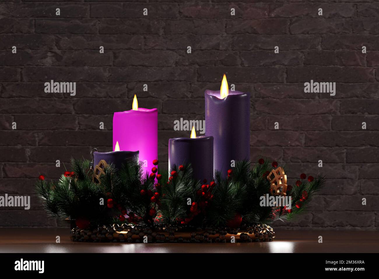 Festive advent wreath four glowing hi-res stock photography and images ...