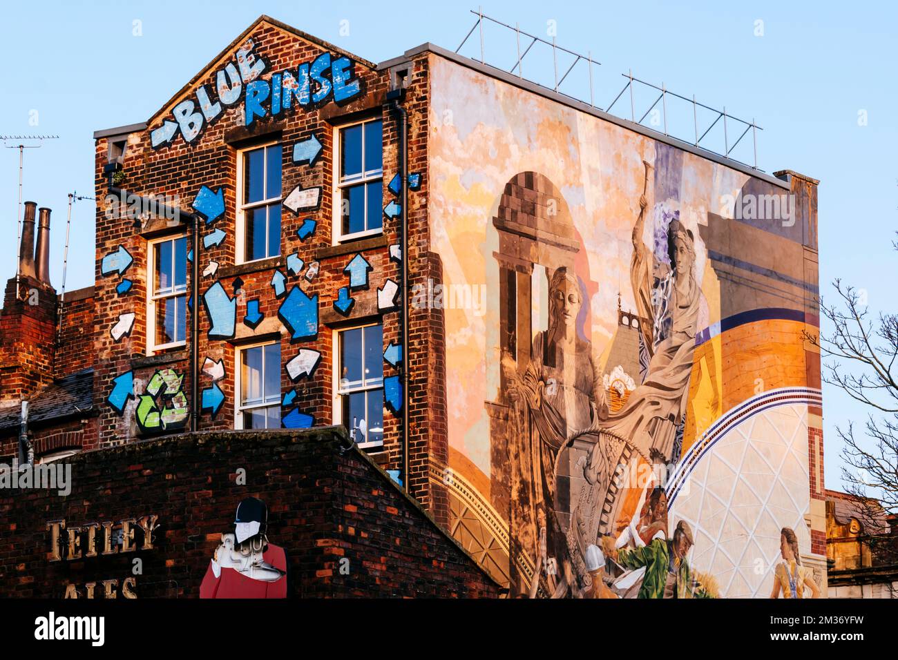 Mural in Leeds. Cornucopia painted by artist Graeme Wilson. Leeds, West ...