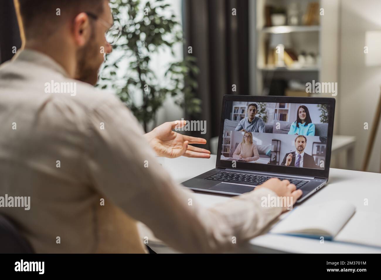 Male on business videochat Stock Photo - Alamy