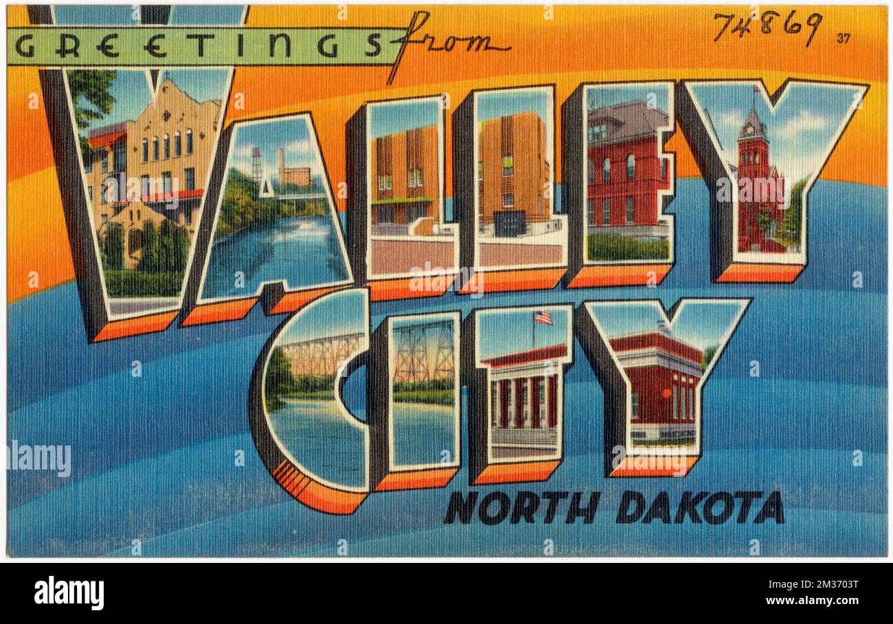 Greetings from Valley City, North Dakota , Tichnor Brothers Collection ...
