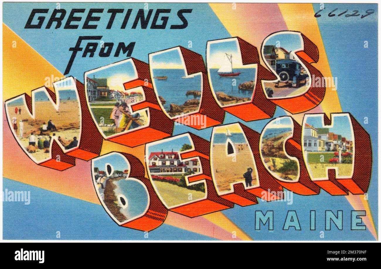 Greetings from Wells Beach, Maine , Beaches, Tichnor Brothers ...