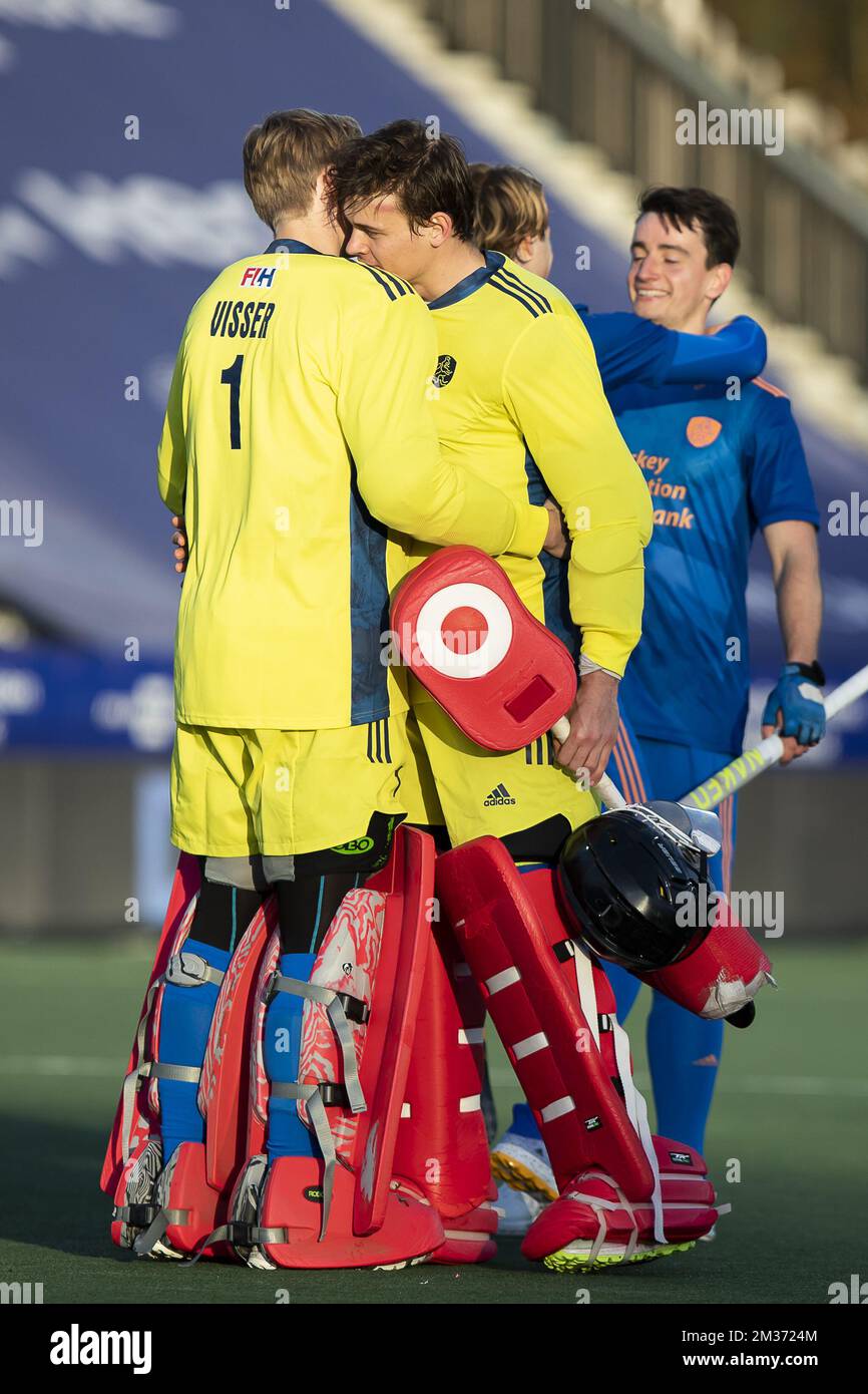 Dutch goalkeeper Maurits Visser and Dutch goalkeeper Derk Meijer ...