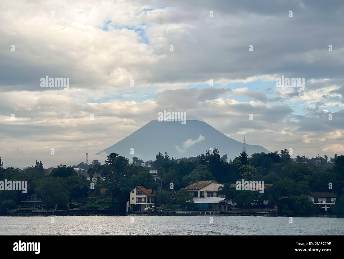 Illustration picture shows Nyiragongo volcano, taken from a boat ...