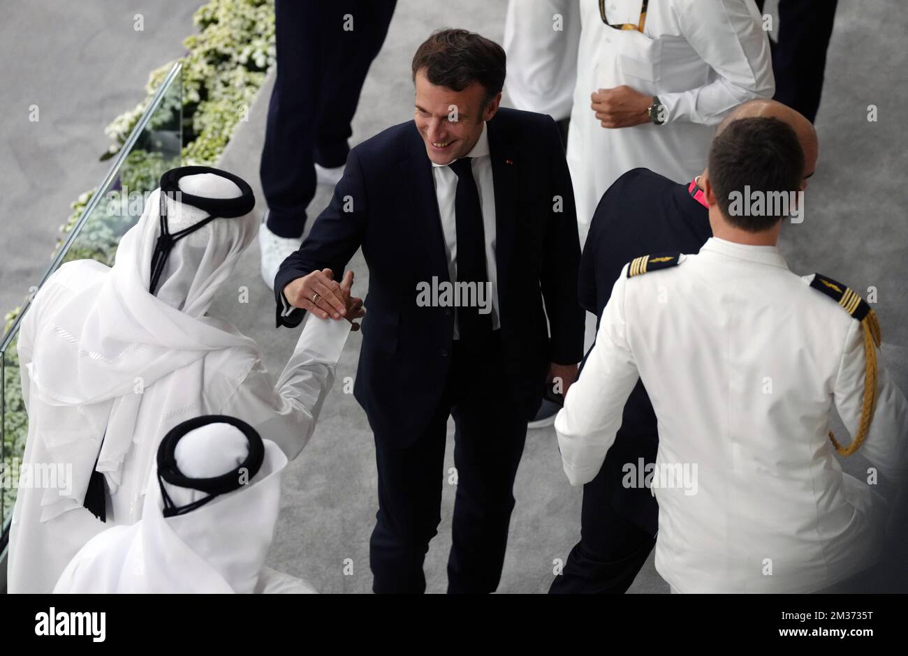 France President, Emmanuel Macron (centre) during the FIFA World Cup ...
