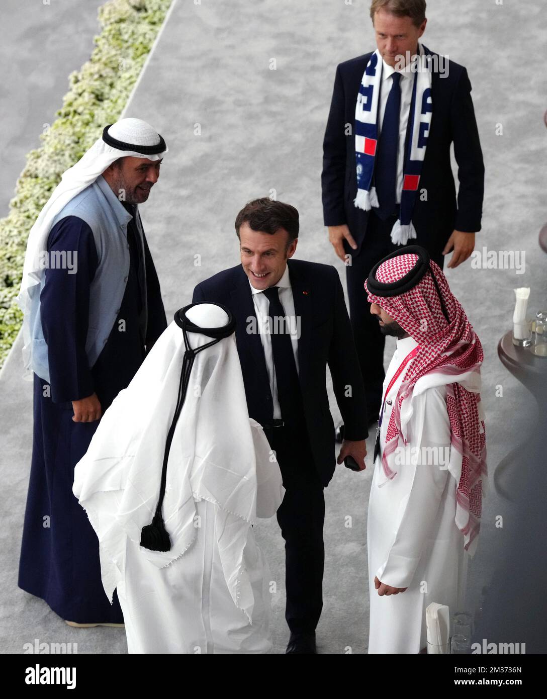 France President, Emmanuel Macron (centre) during the FIFA World Cup ...