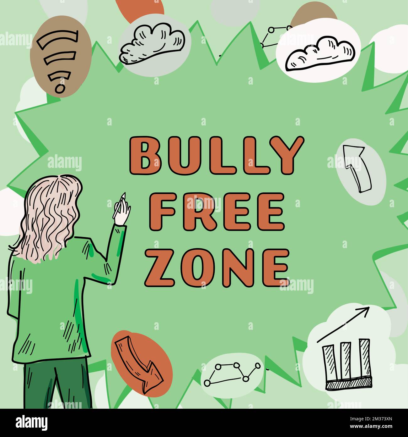 Text caption presenting Bully Free Zone. Word Written on Be respectful ...