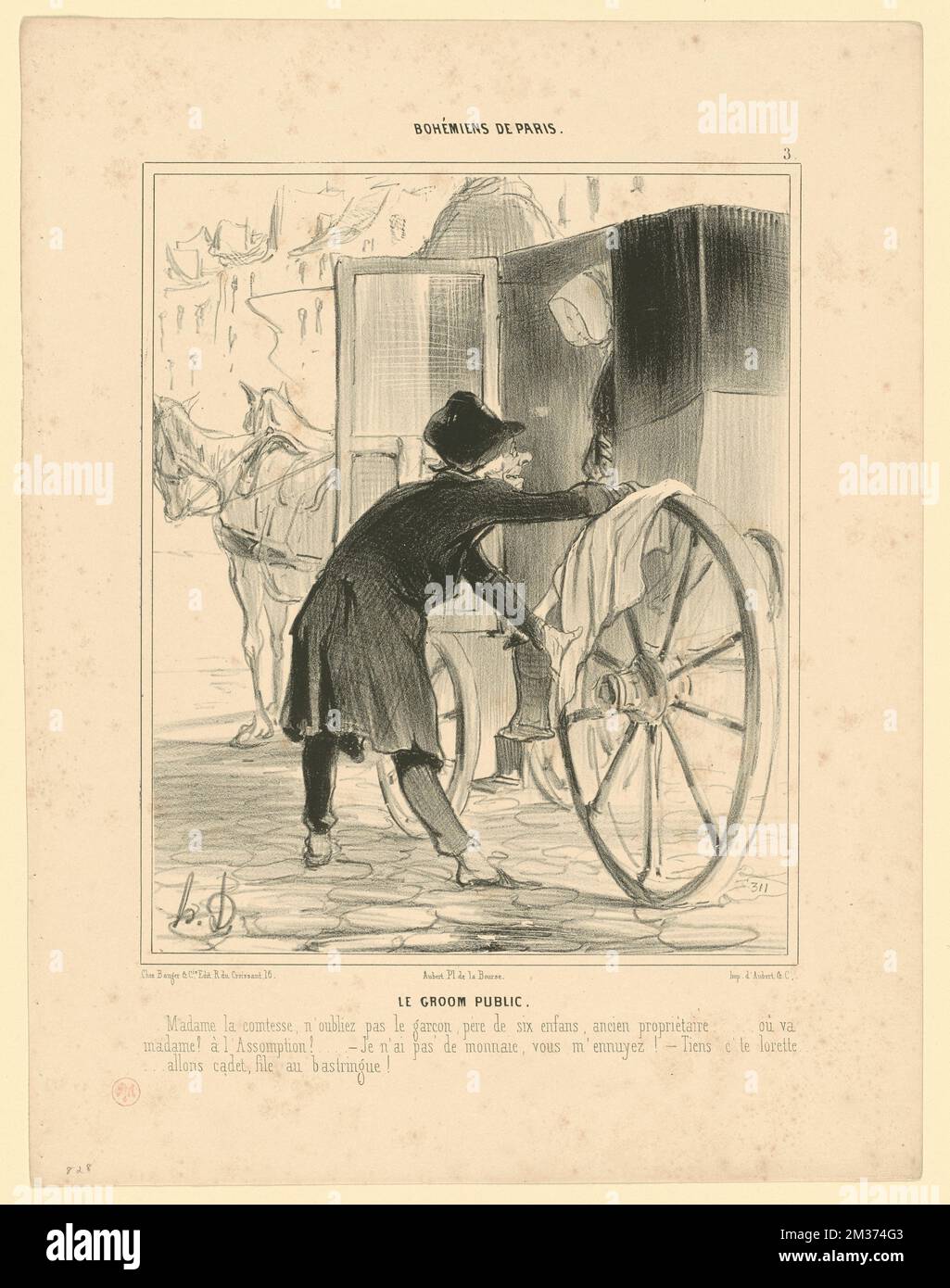 Le groom public. Honoré Daumier (1808-1879). Lithographs Stock Photo ...