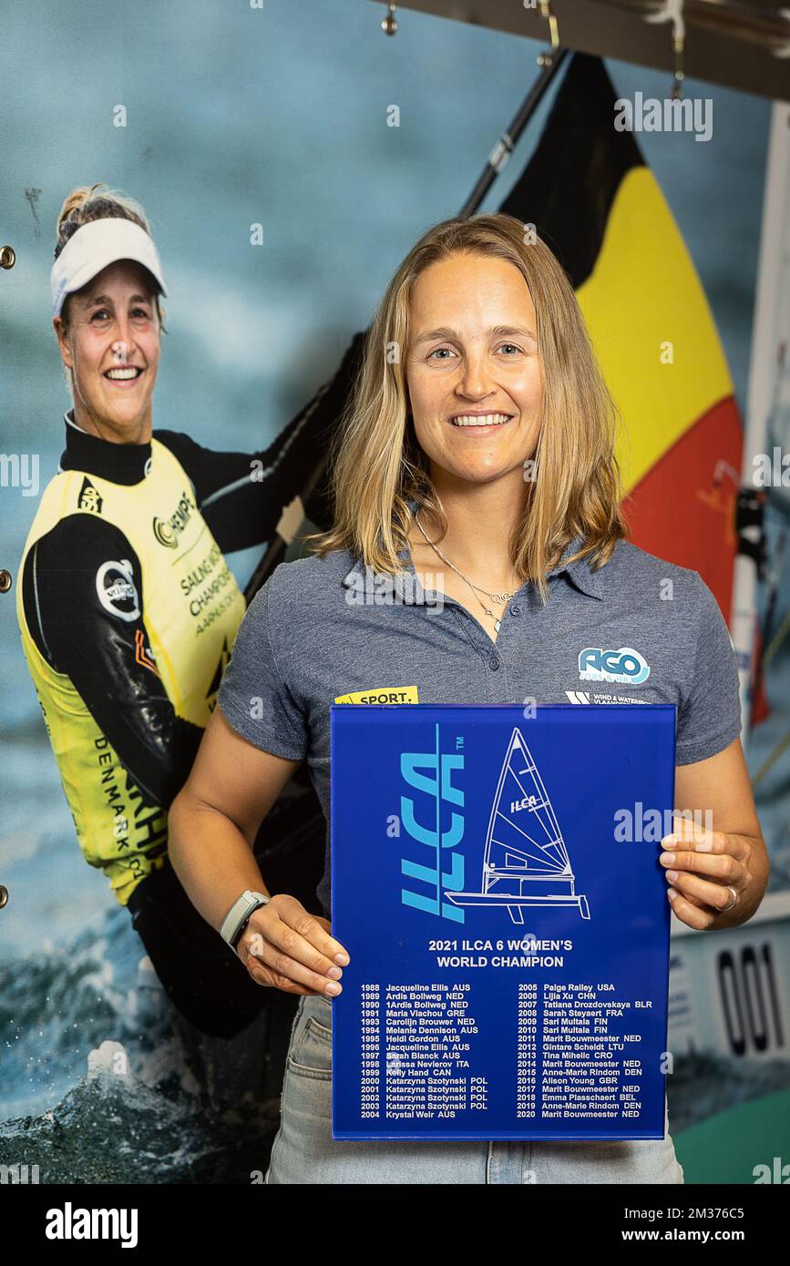 Belgian Sailor Emma Plasschaert pictured during a press moment with the ...