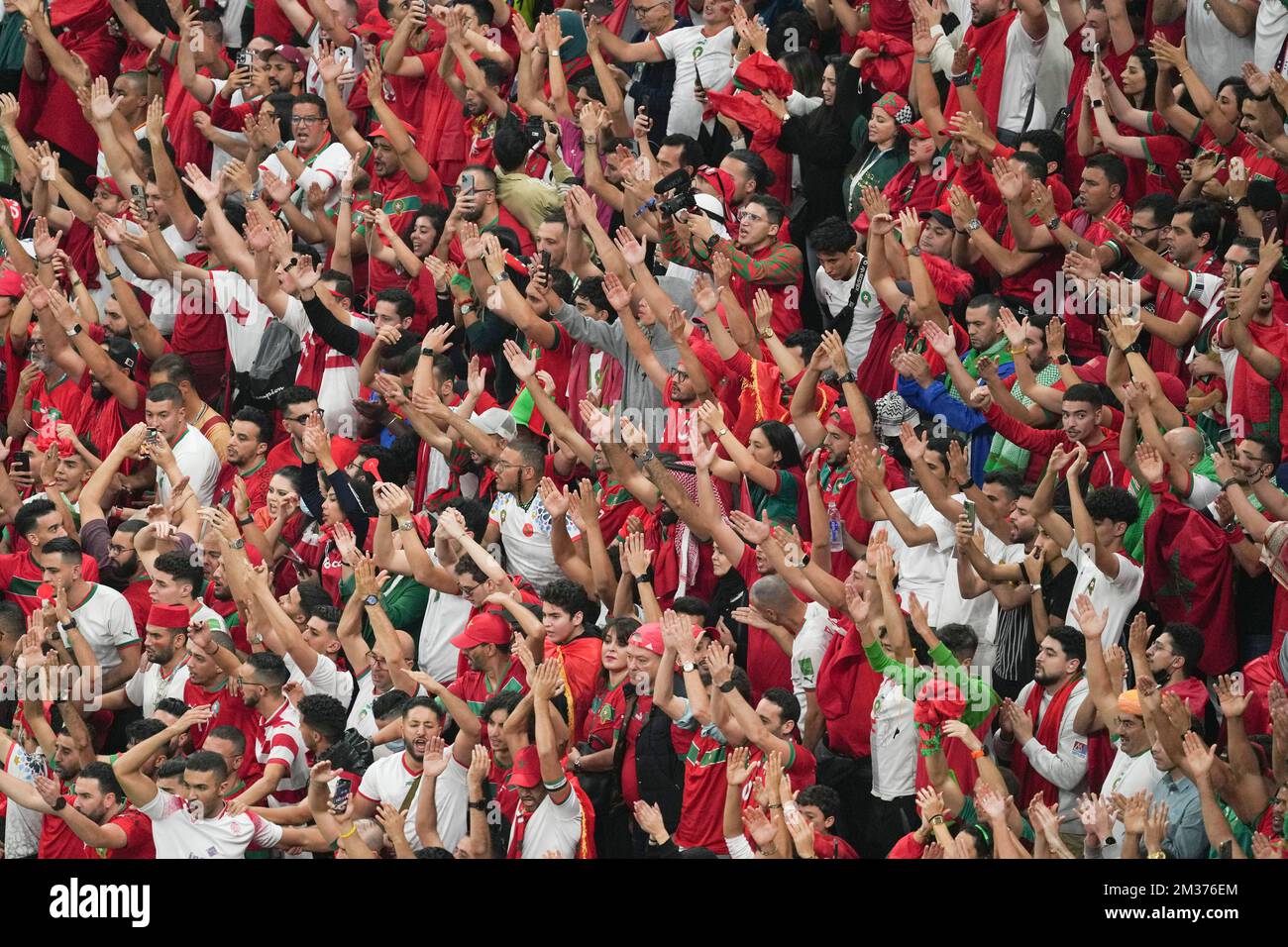 Al Khor, Qatar. 14th Dec, 2022. Fans cheer during the Semifinal match ...