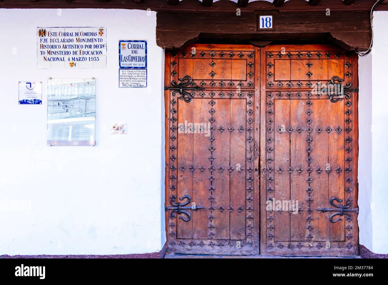 Entrance to the Corral de Comedias, 16th century, in the Plaza Mayor ...