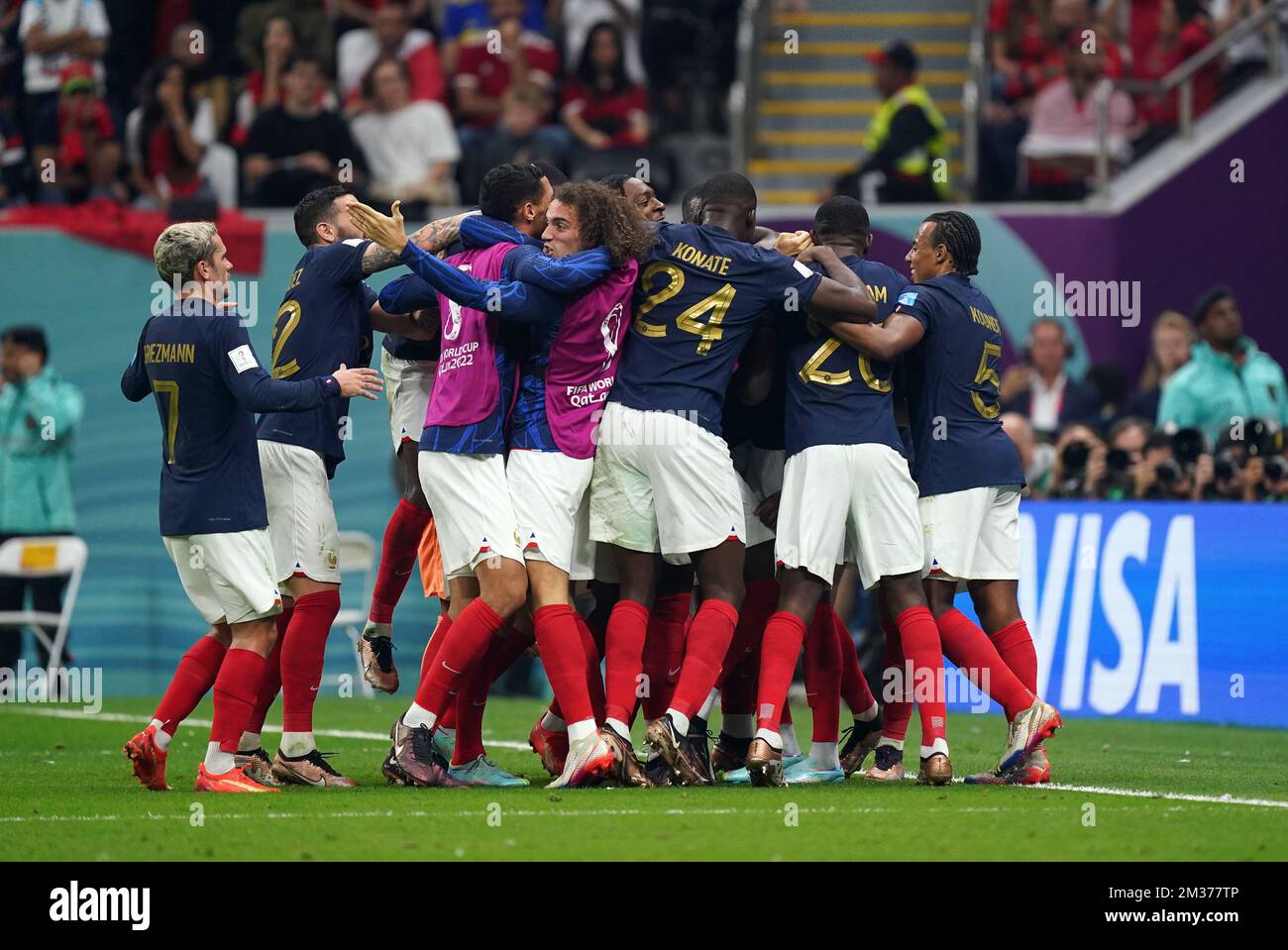 France's Randal Kolo Muani celebrates scoring the second goal with his ...