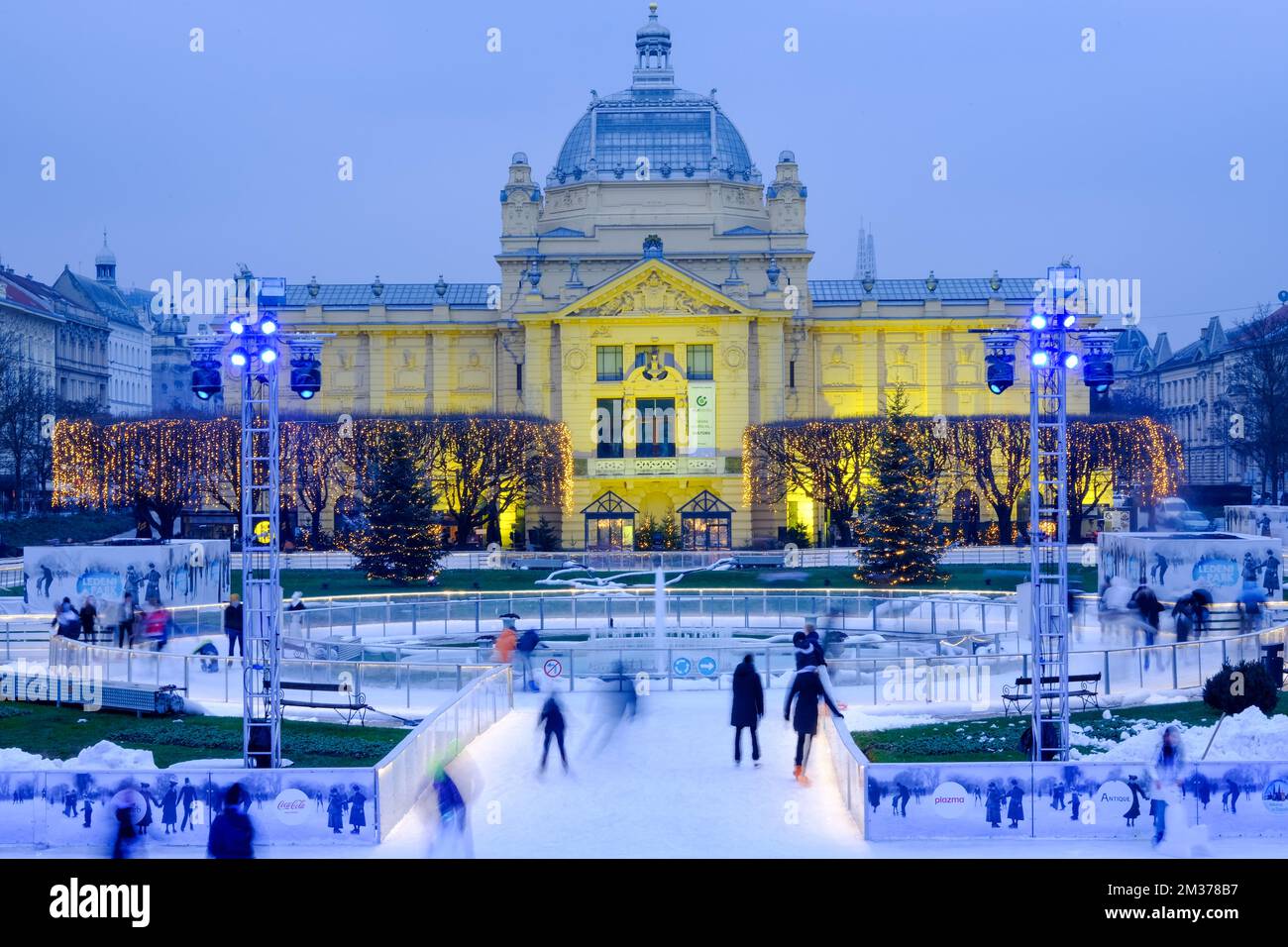 People seen visiting Ice Park on Kralj Tomislav Square (Tomislavac), in ...