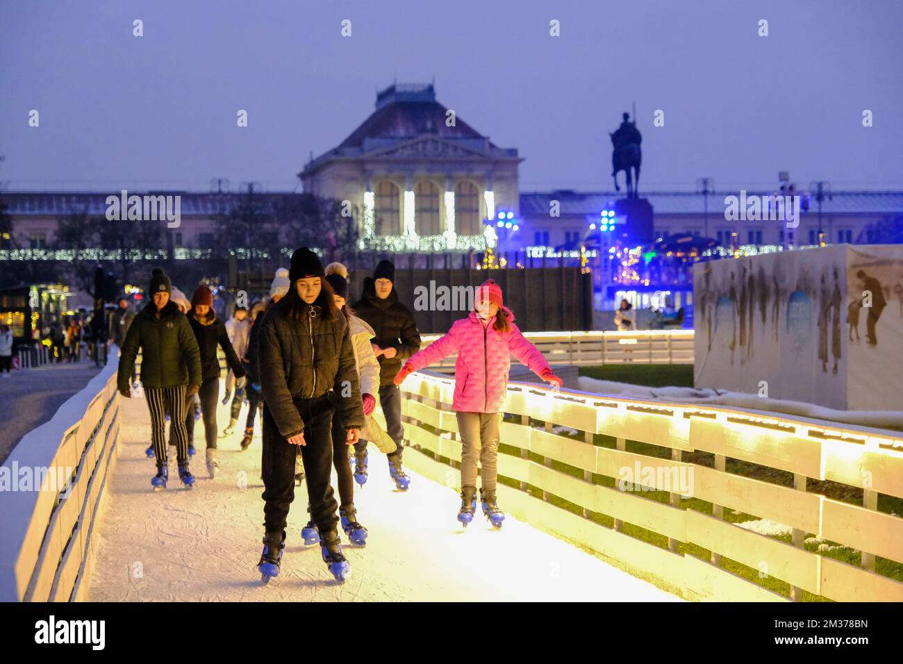 People seen visiting Ice Park on Kralj Tomislav Square (Tomislavac), in ...