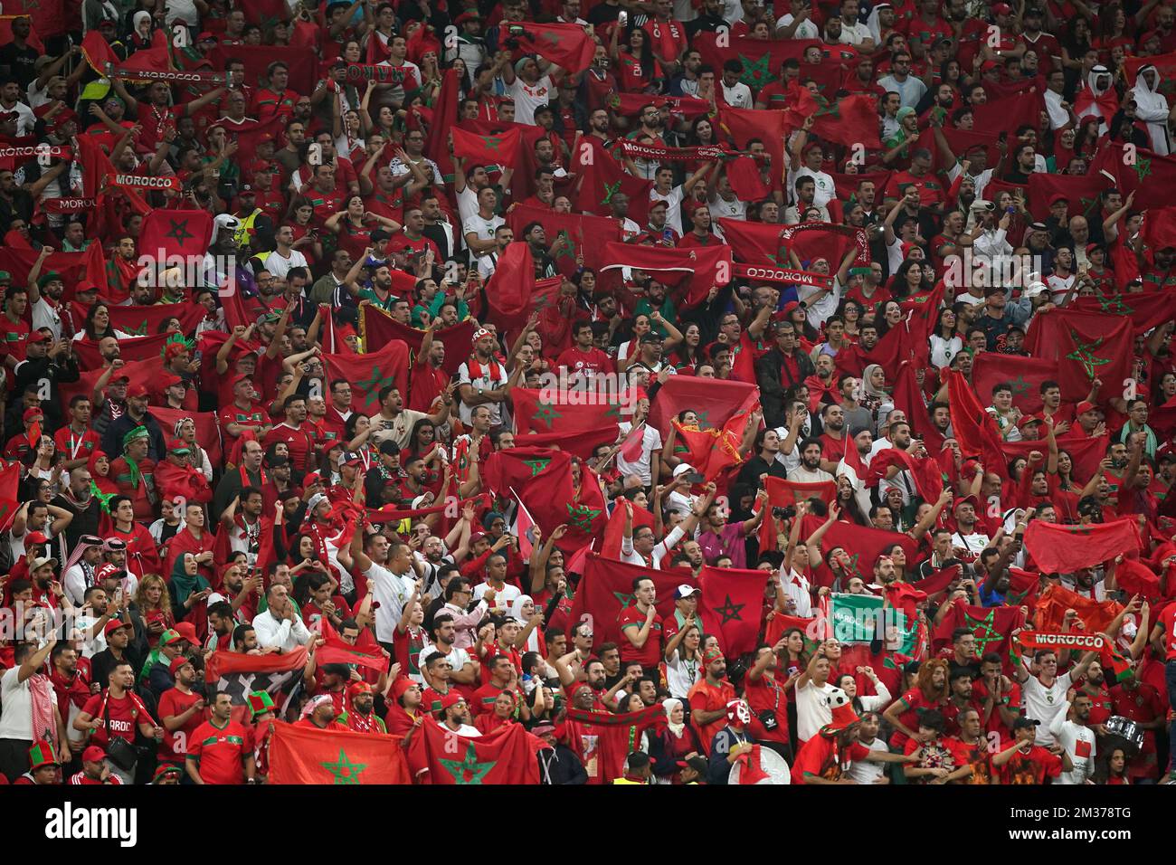 Morocco fans during the FIFA World Cup Semi-Final match at the Al Bayt ...
