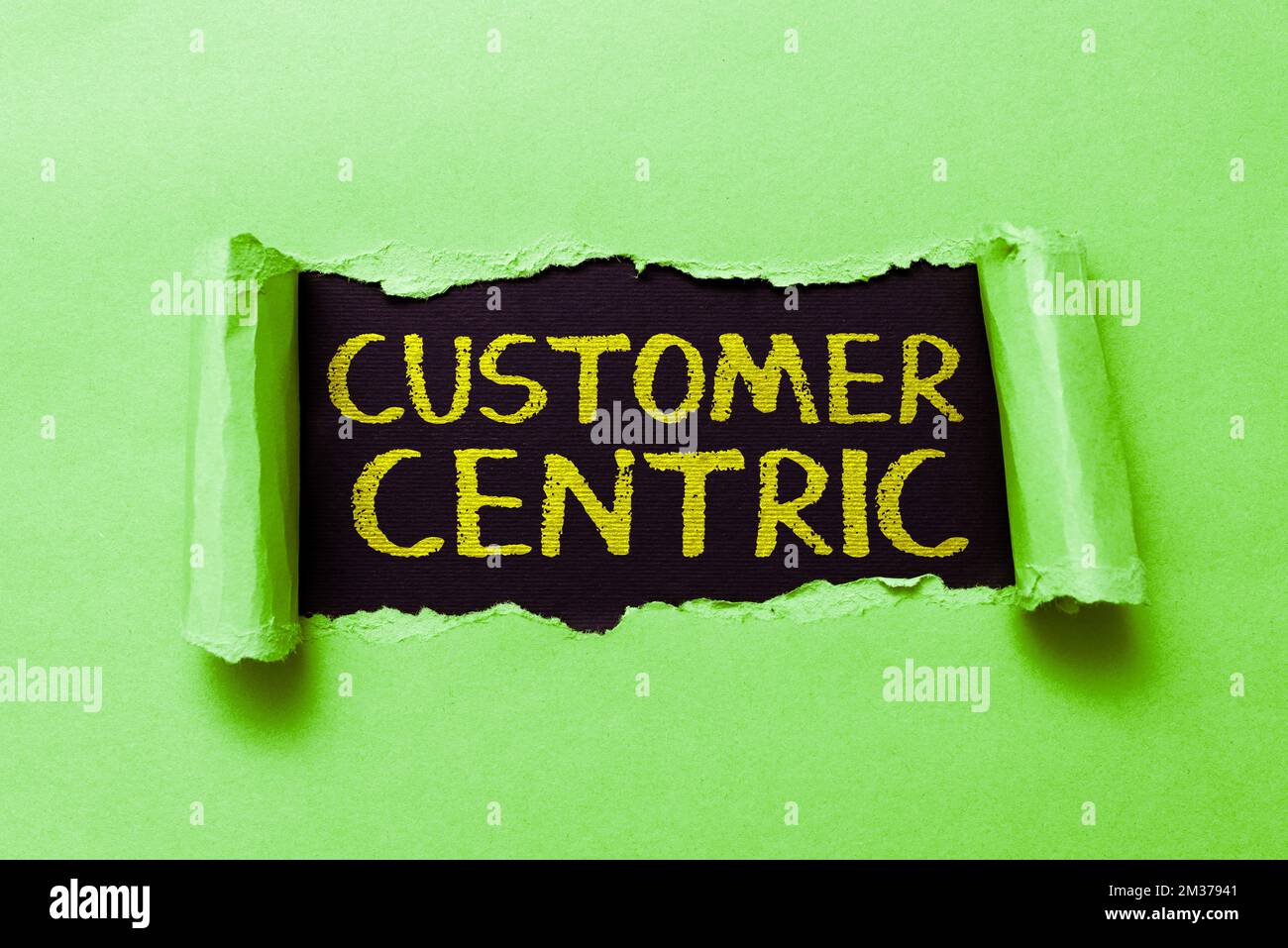 Text showing inspiration Customer Centric. Business showcase process of ...