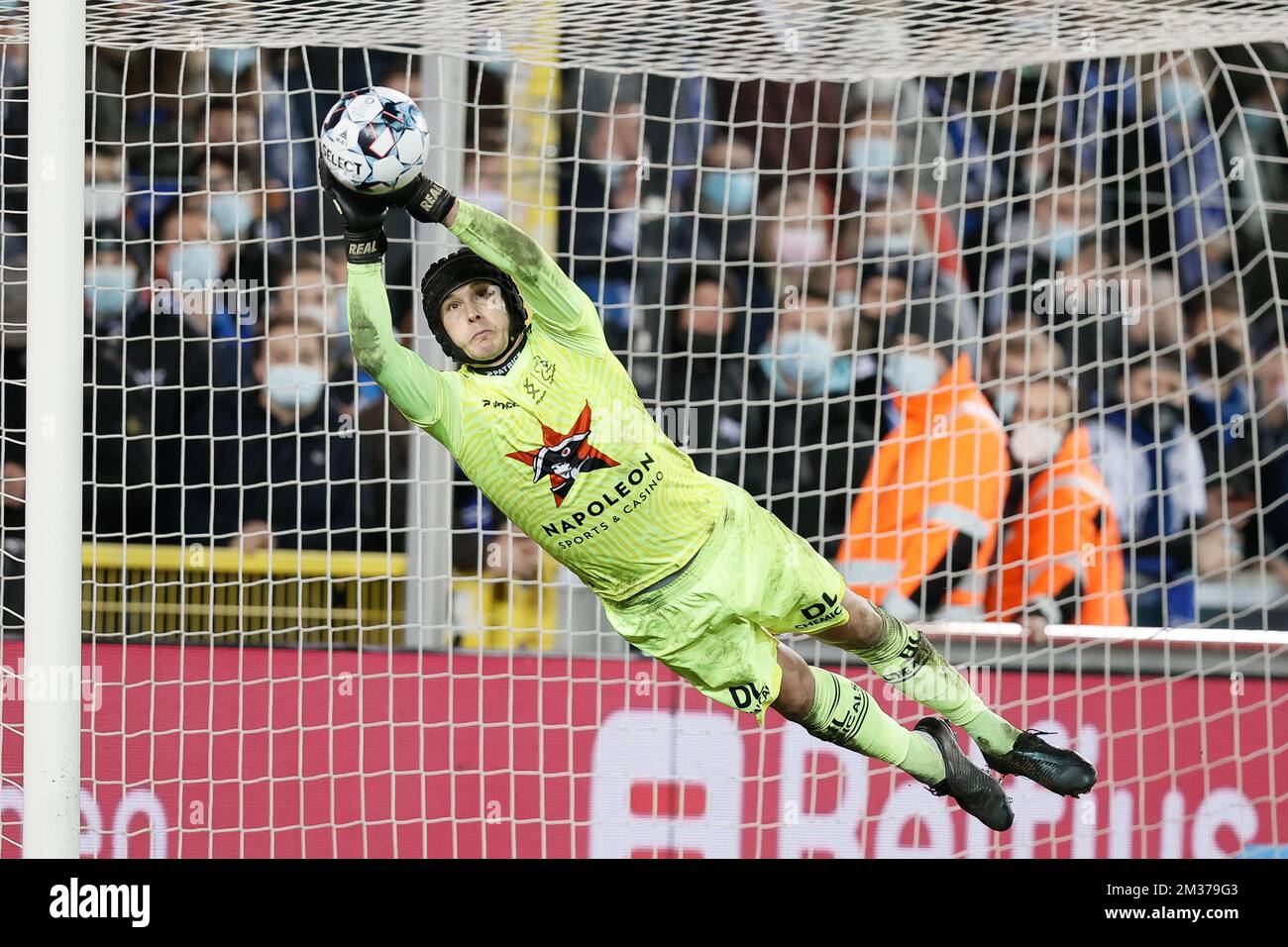 Essevee's goalkeeper Sammy Bossut pictured in action during a soccer ...
