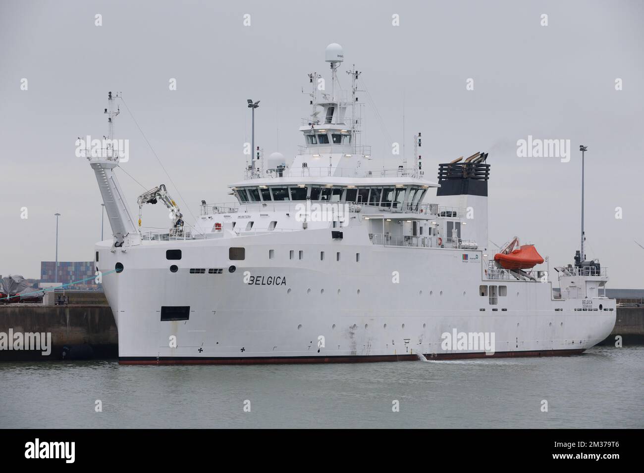 Illustration shows the new Belgica research vessel, in the naval base ...