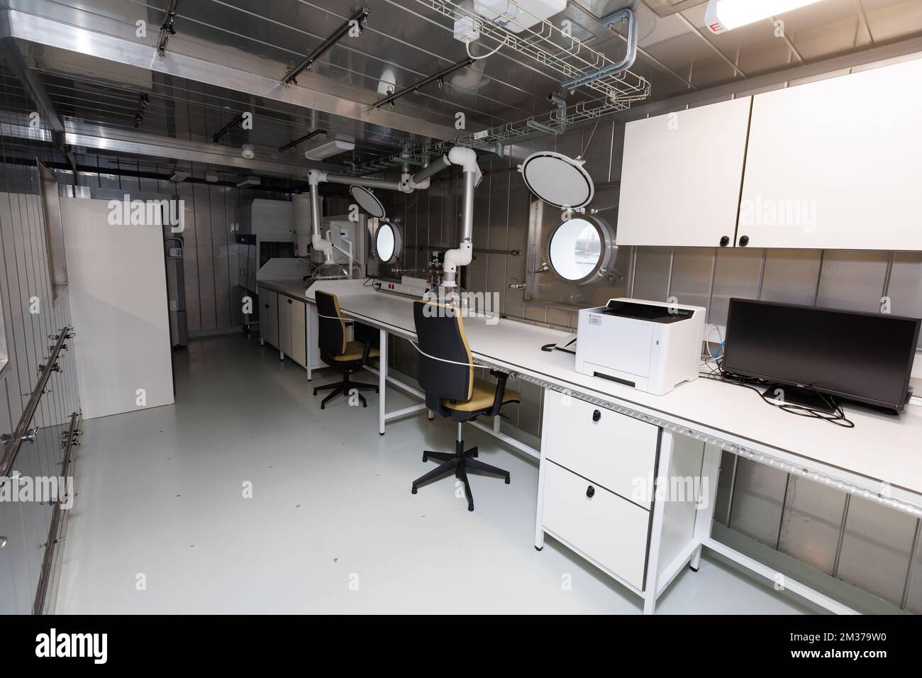 Illustration shows a science lab inside of the new Belgica research ...