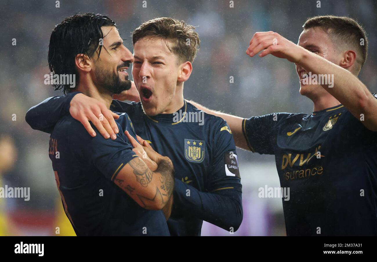 Anderlecht's Lior Refaelov celebrates after scoring during a soccer ...