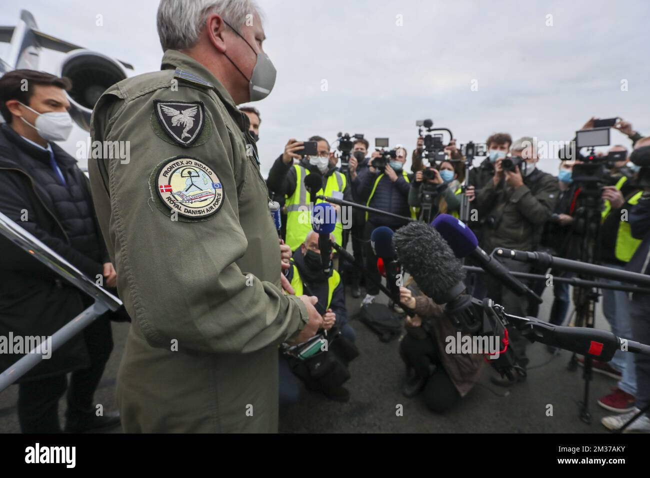 Illustration picture shows badges of 'Frontex JO Indalo - Royal Danish ...