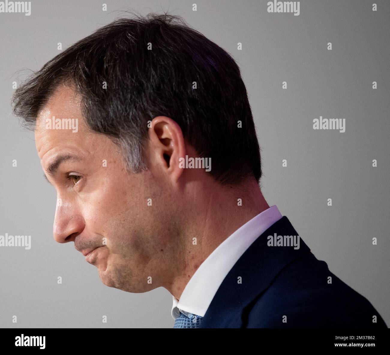 Prime Minister Alexander De Croo holds a press conference after an ...