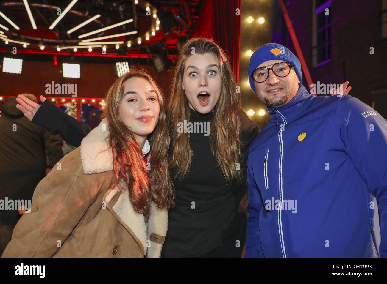 Florence Flo Windey, Laura Govaerts and singer and presenter Brahim ...