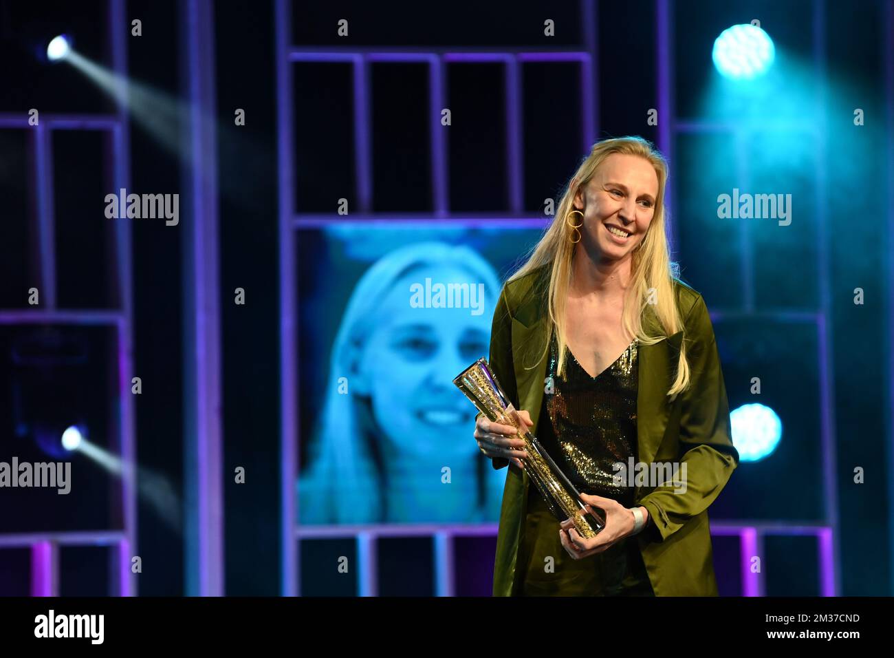 Belgian Ann Wauters receives the lifetime achievement award during the ...