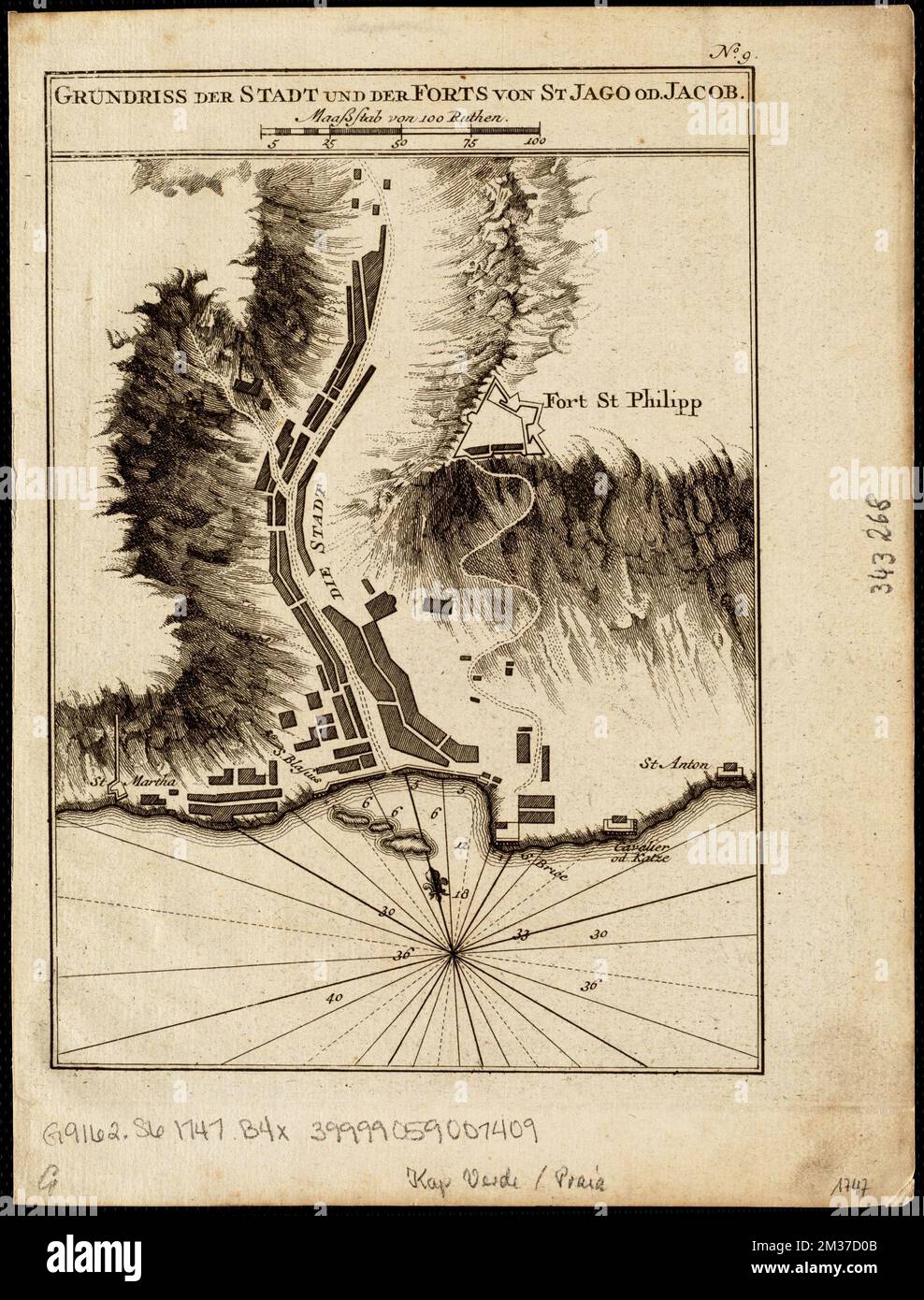 Grundriss der stadt und der forts von St. Jago od. Jacob ...