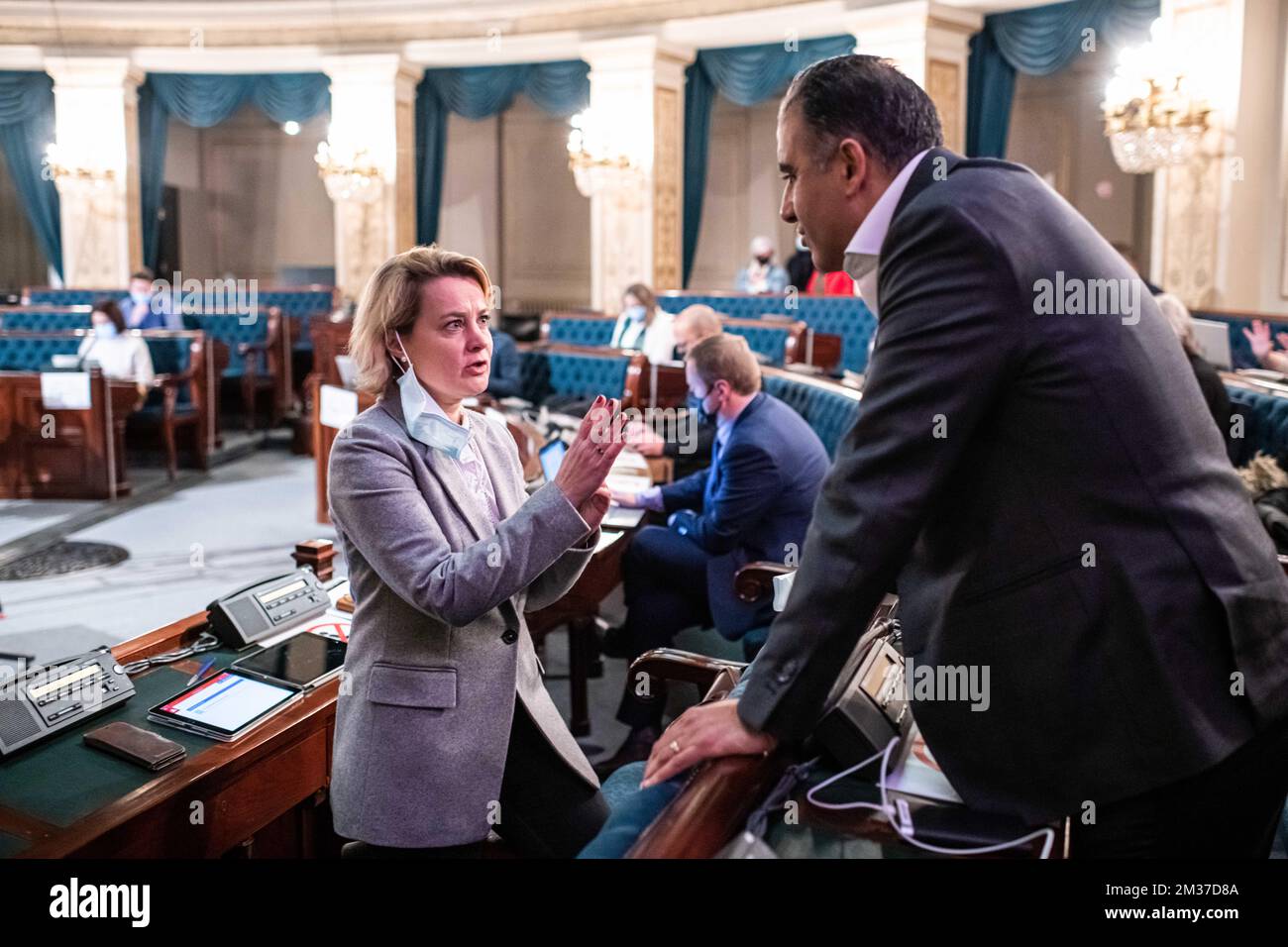 Antwerp council member Erica Caluwaerts (Open VLD) and Antwerp alderman ...