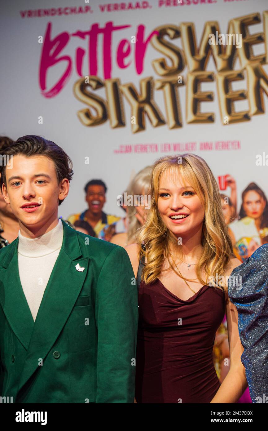 Part of the cast of the movie Bittersweet Sixteen is seen on the red carpet during the opening ...