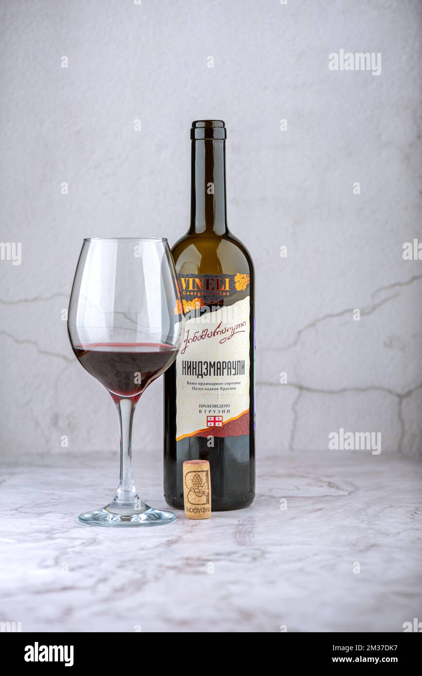 Moscow, Russia: November 21, 2022: Glass of wine and a bottle of ...