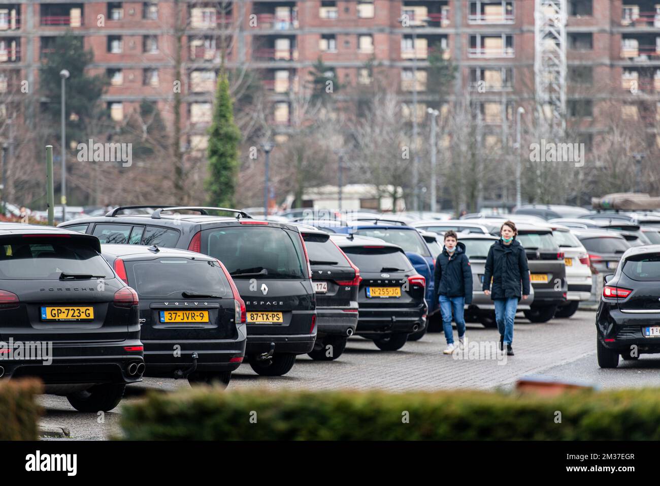 Illustration picture shows a high number of Dutch license plates at a ...