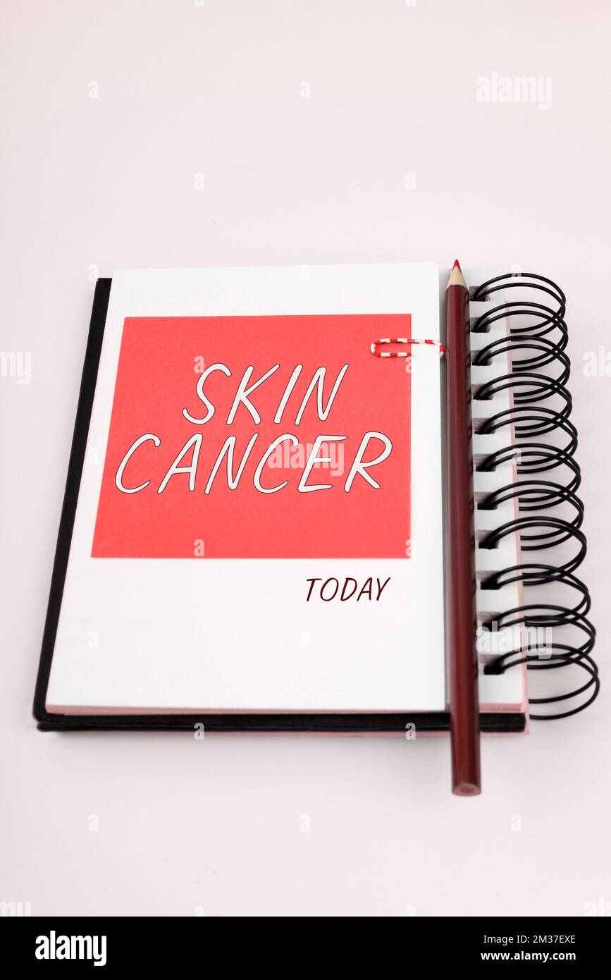 Handwriting text Skin Cancer. Conceptual photo uncontrolled growth of ...
