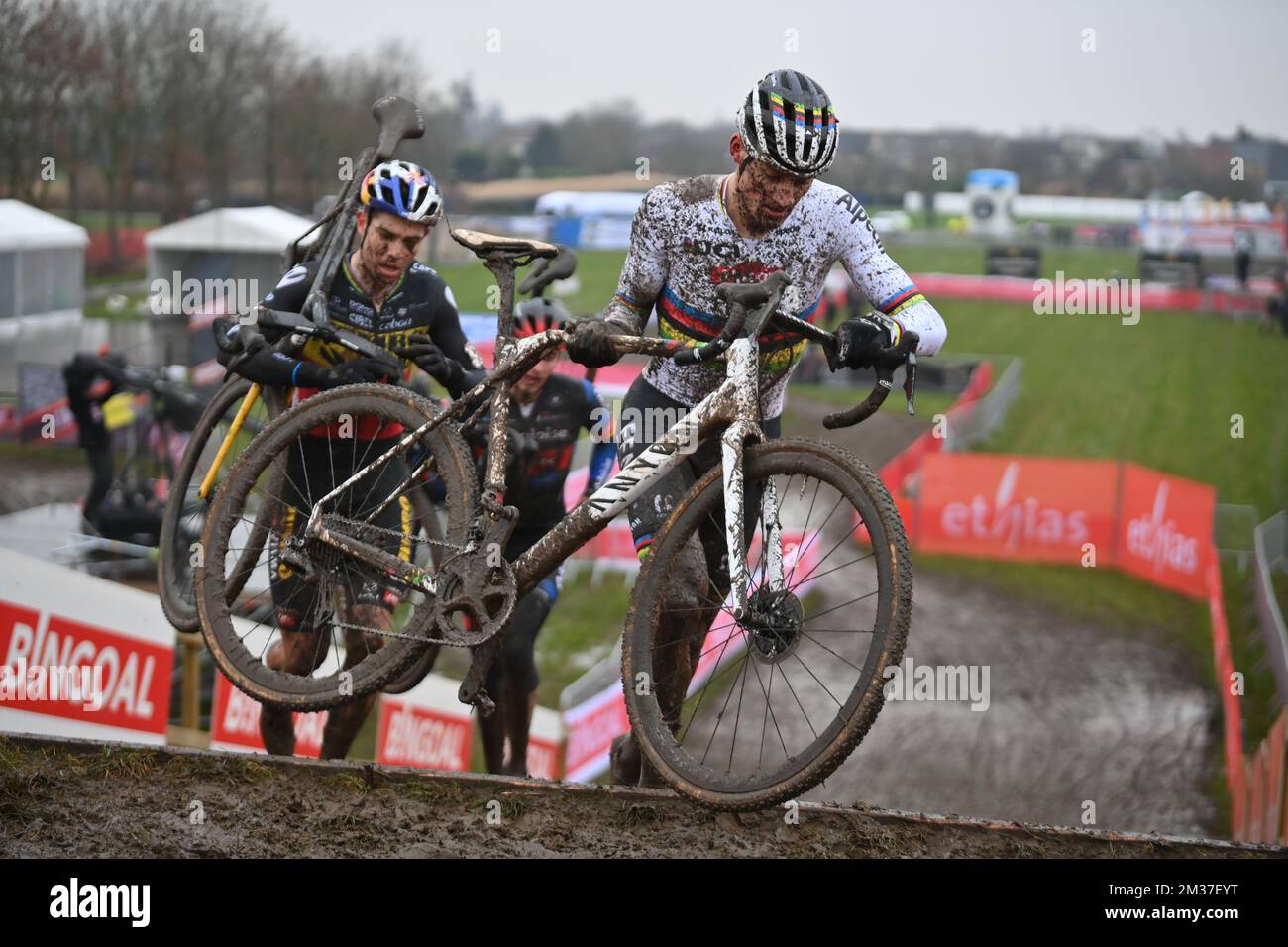Belgian Wout Van Aert and Dutch Mathieu Van Der Poel pictured in action ...
