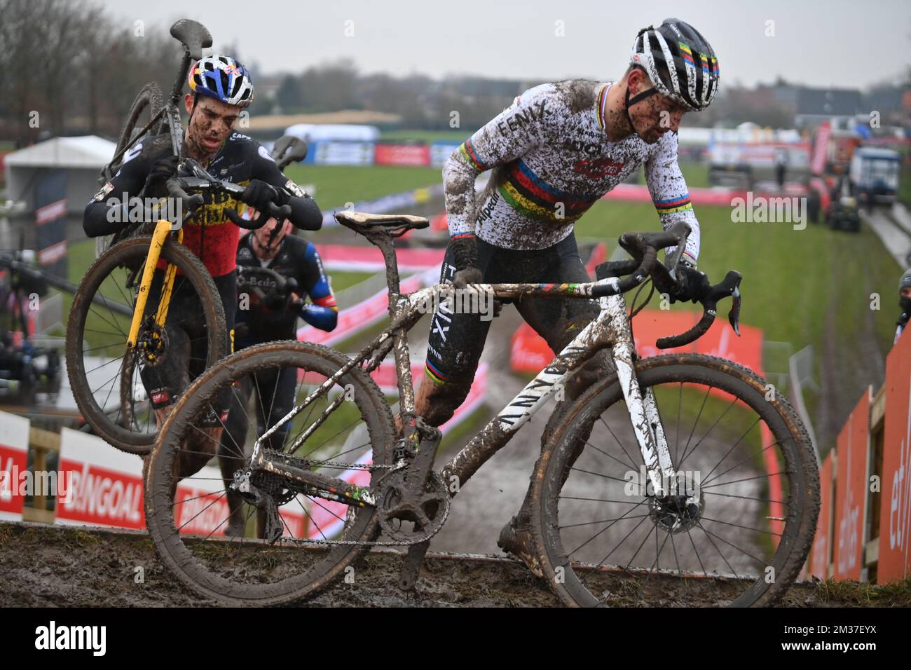 Belgian Wout Van Aert and Dutch Mathieu Van Der Poel pictured in action ...