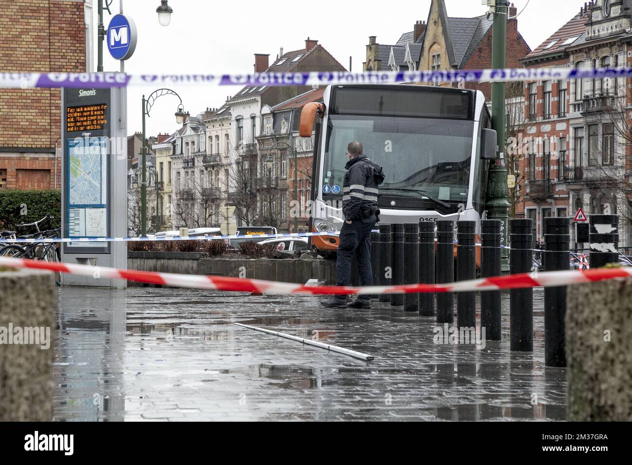 Illustration picture shows the site where an accident occured with a ...