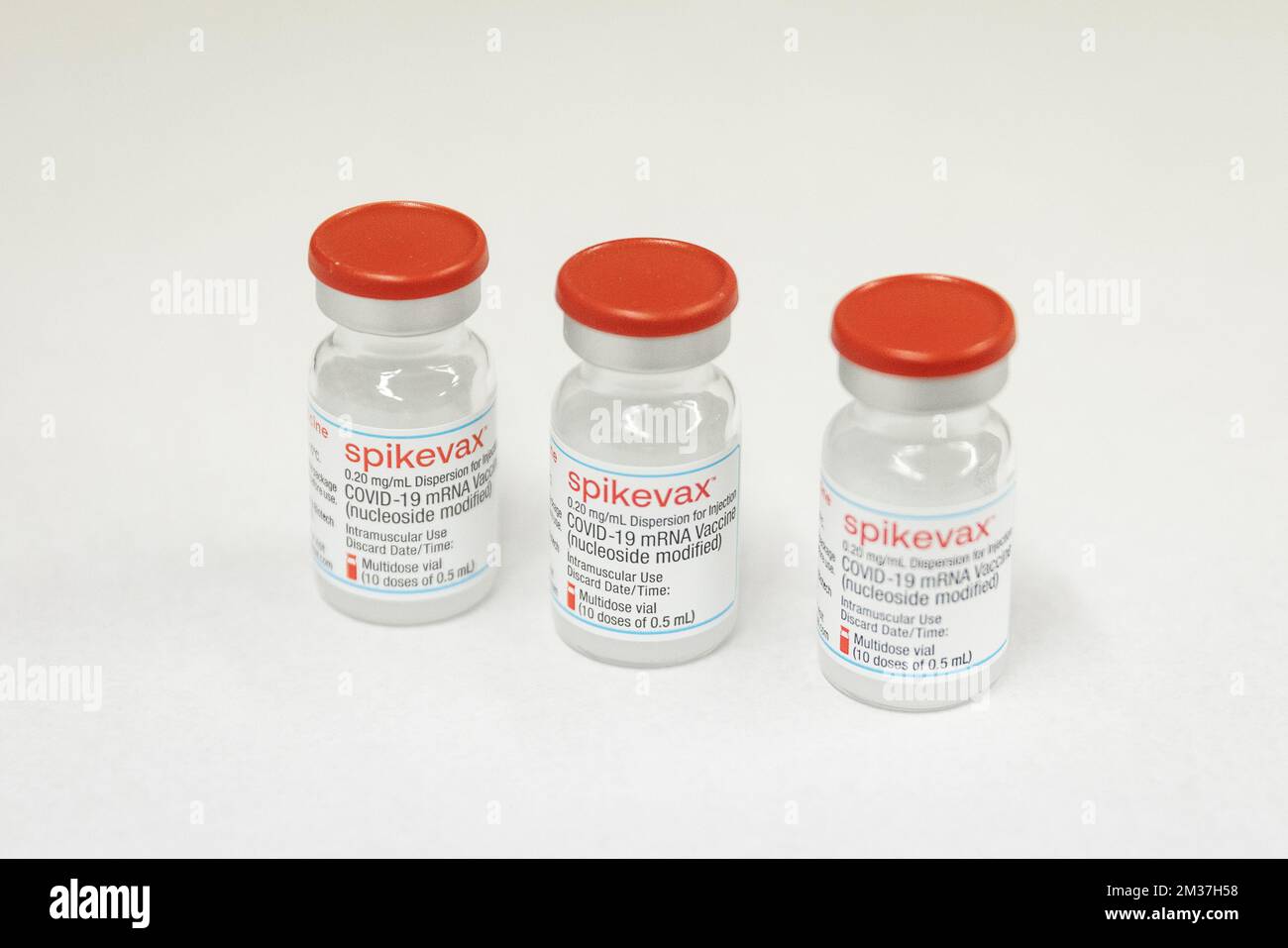 Illustration picture shows vials of The 'Spikevax' Moderna Covid-19 ...