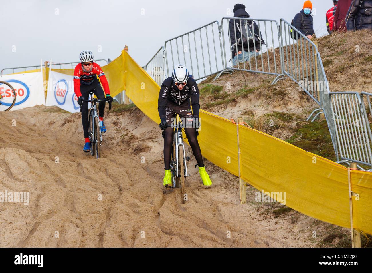 Riders pictured in action during a reconnaissance of the track of this ...