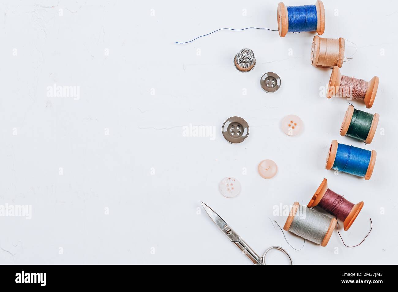 Sewing supplies and accessories for needlework. Craft hobby background ...