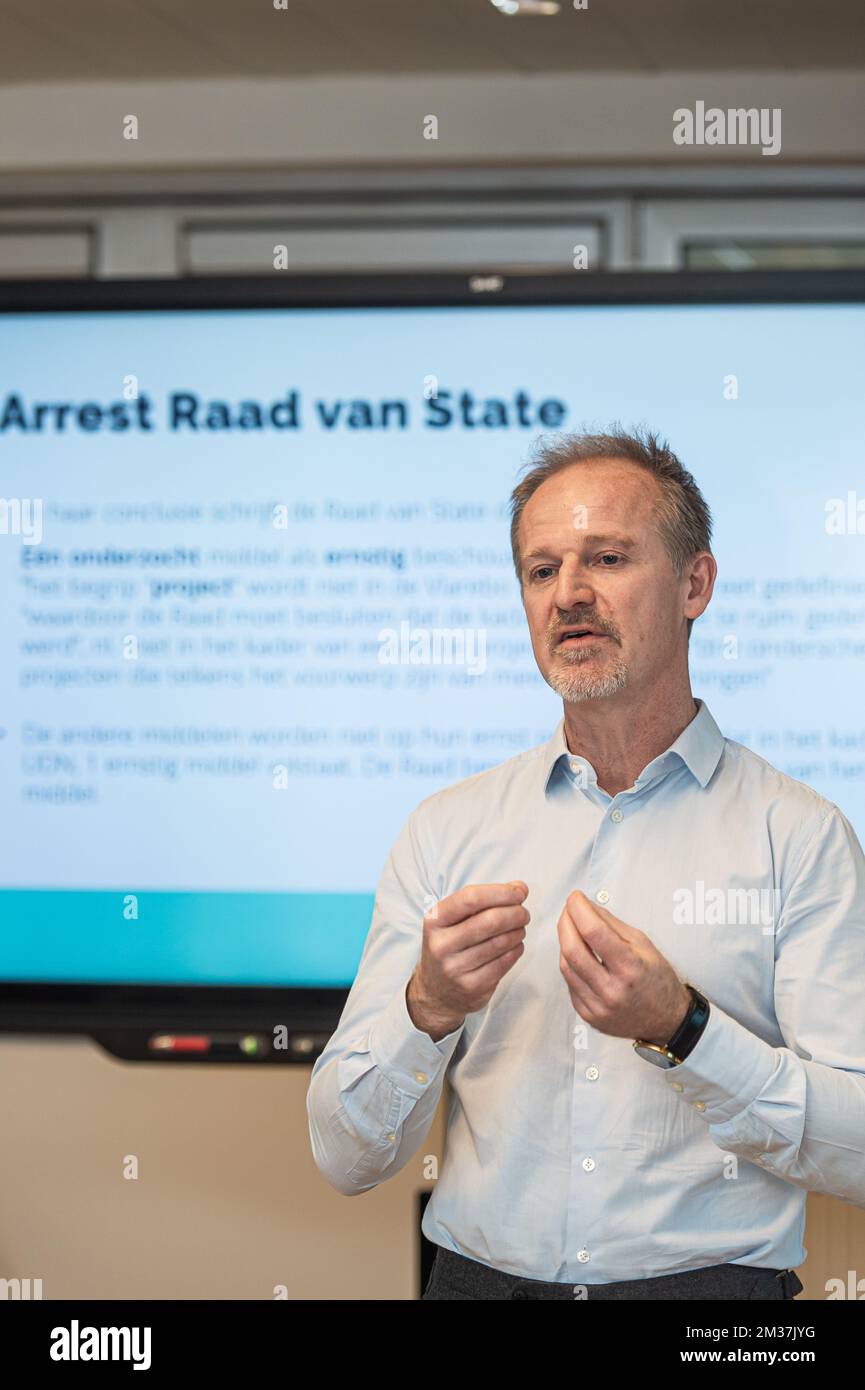 Lantis general director Luc Hellemans gestures during a press ...