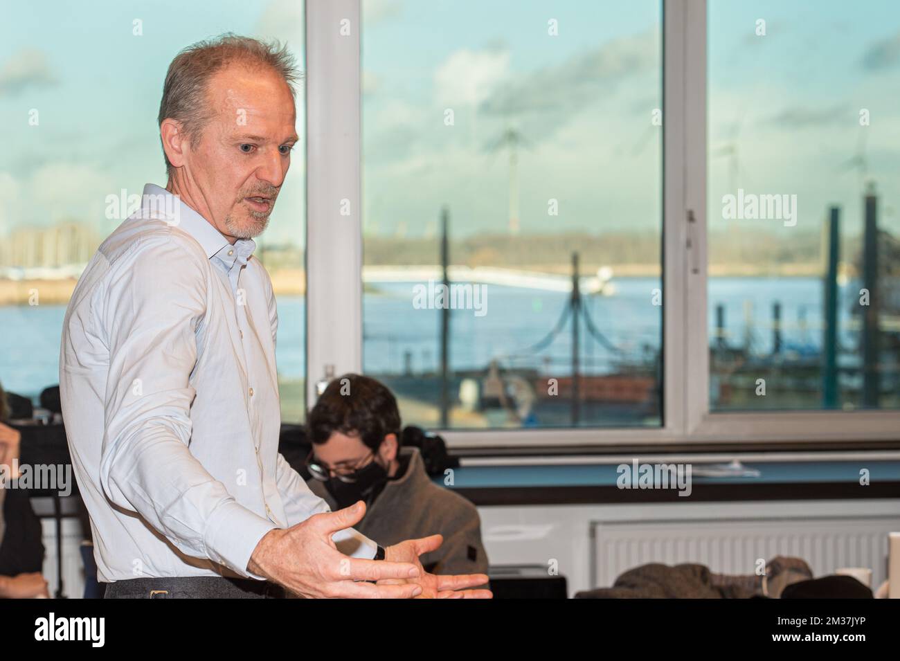 Lantis general director Luc Hellemans gestures during a press ...