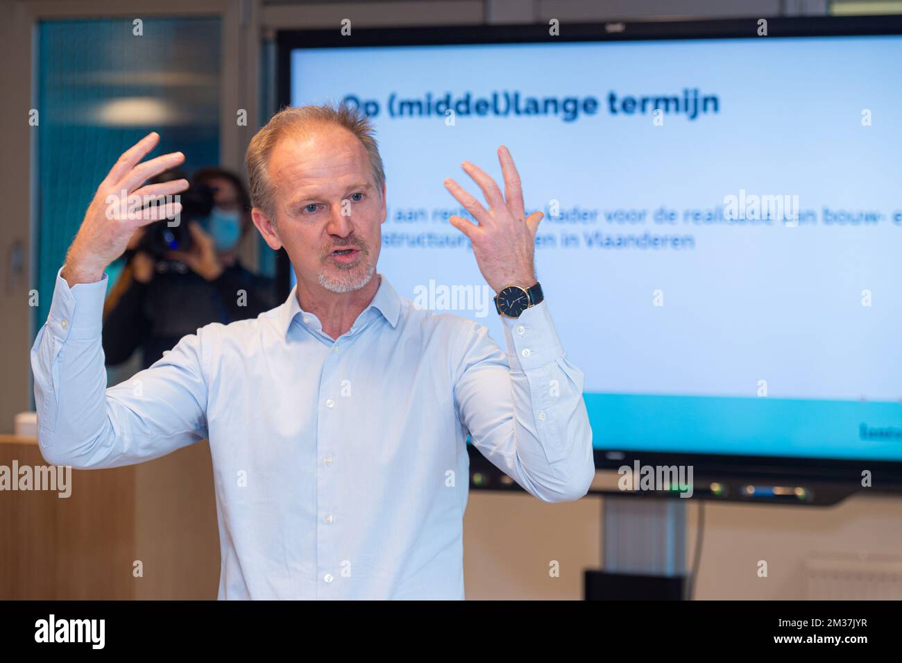 Lantis general director Luc Hellemans gestures during a press ...